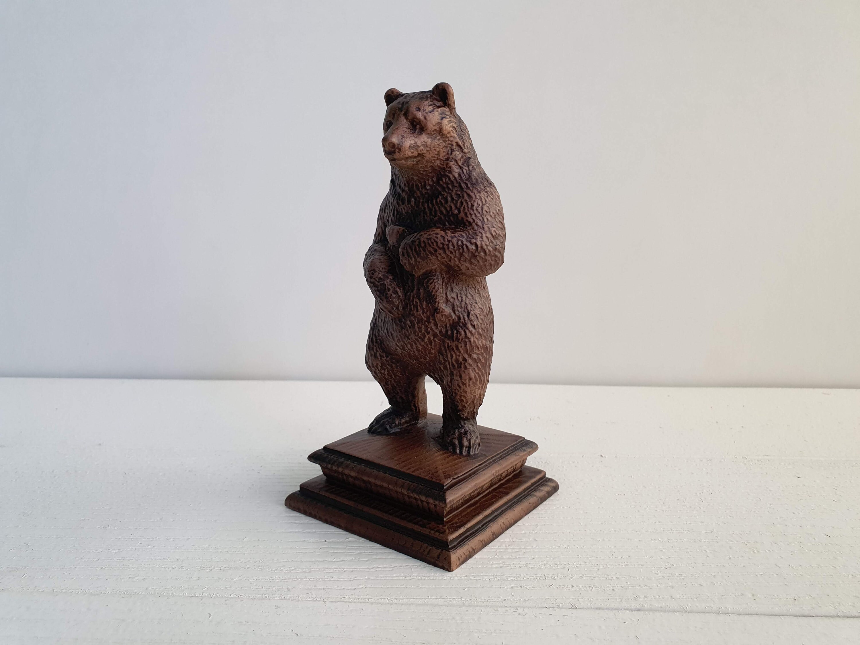 Bear Statue of Wood, Bear Wooden Finial for Staircase Newel Post, 1pc ...