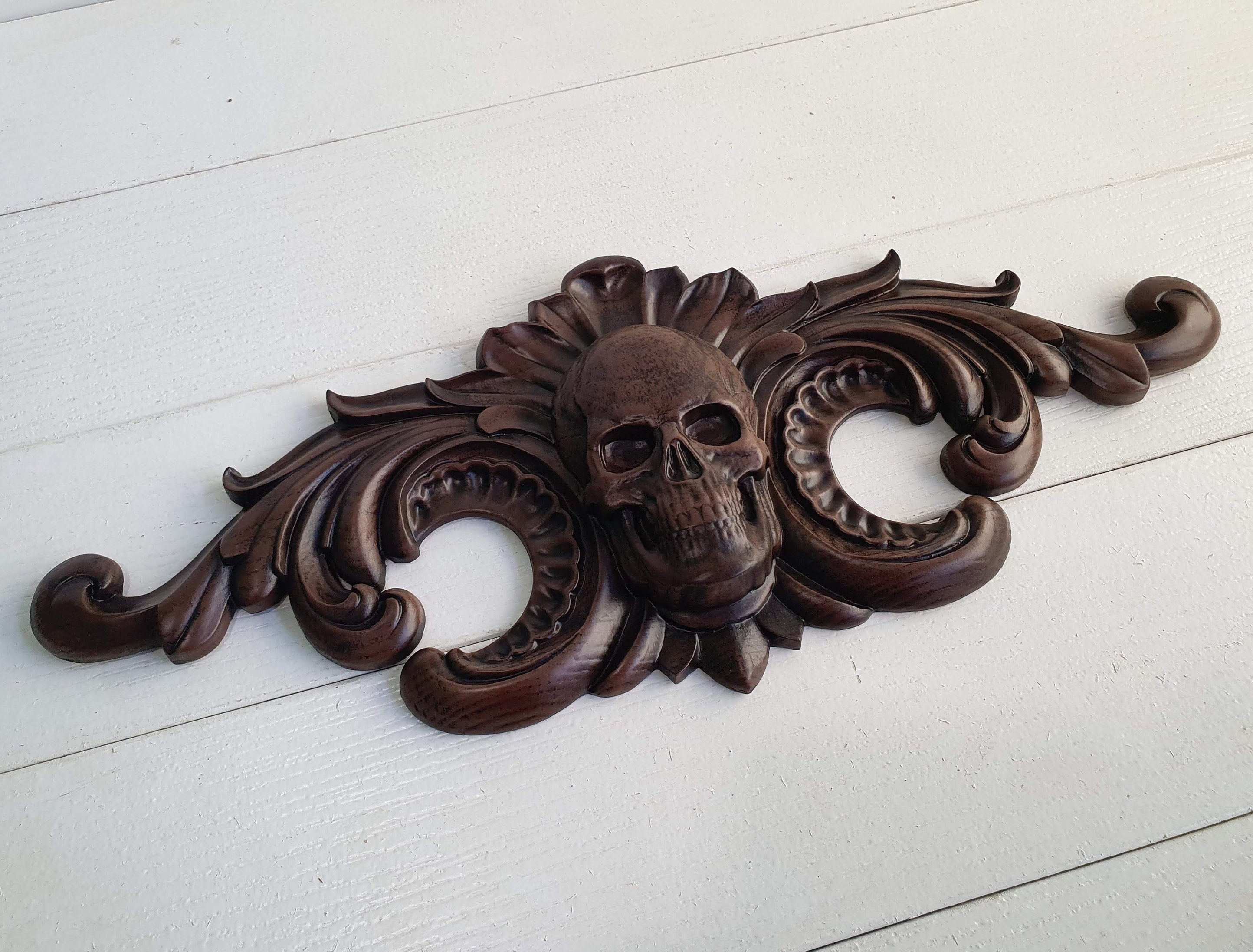 Skull Baroque Plaque, Gothic Skull Decor, Painted - Etsy