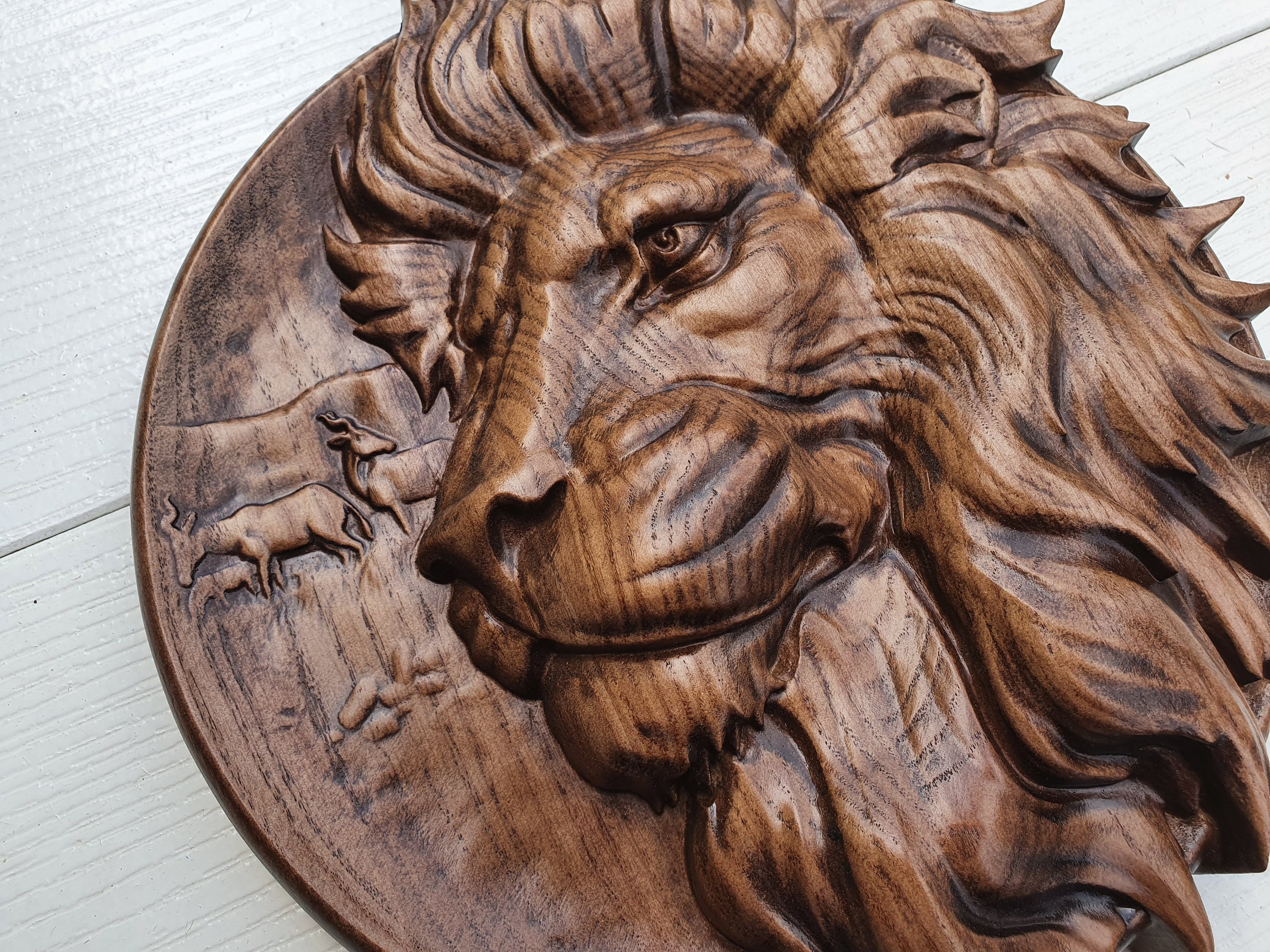 Lion, Carved Panel of Wood, Painted, 1pc, Carved Lion - Etsy