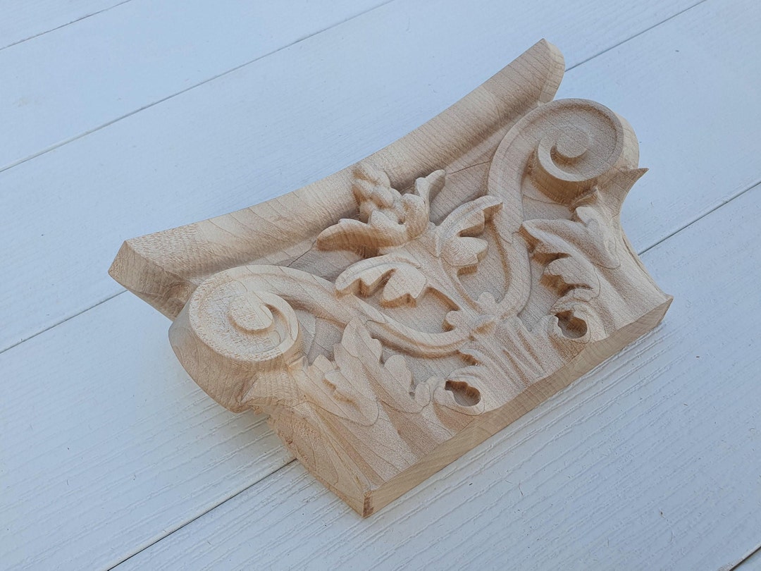 Capital of Wood, Unpainted, Decorative Carved Wooden Capital, 1pc, Home ...