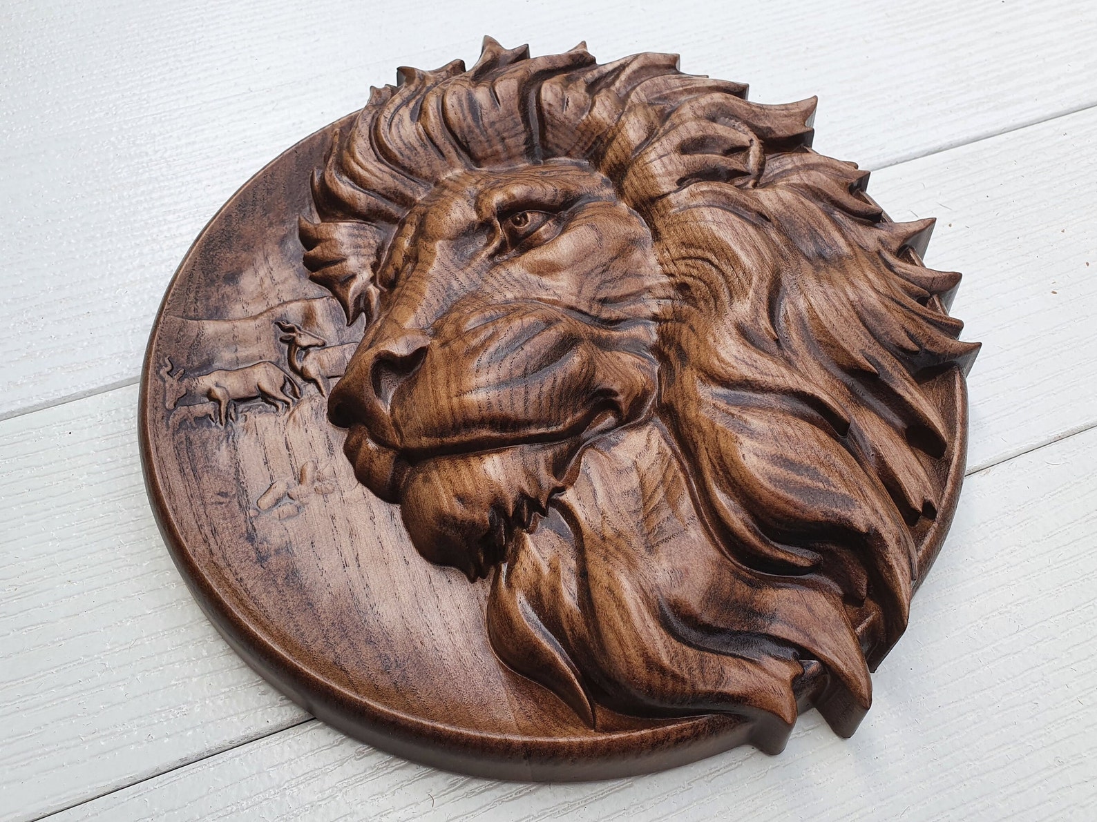 Lion, Carved Panel of Wood, Painted, 1pc, Carved Lion - Etsy