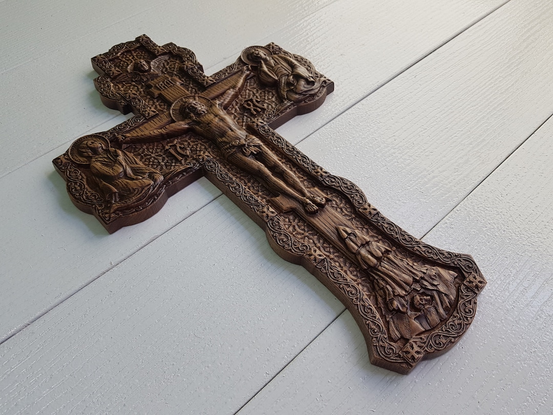 Jesus Christ Wood Carved Crucifix Religious Wood Carving Catholic Cross ...