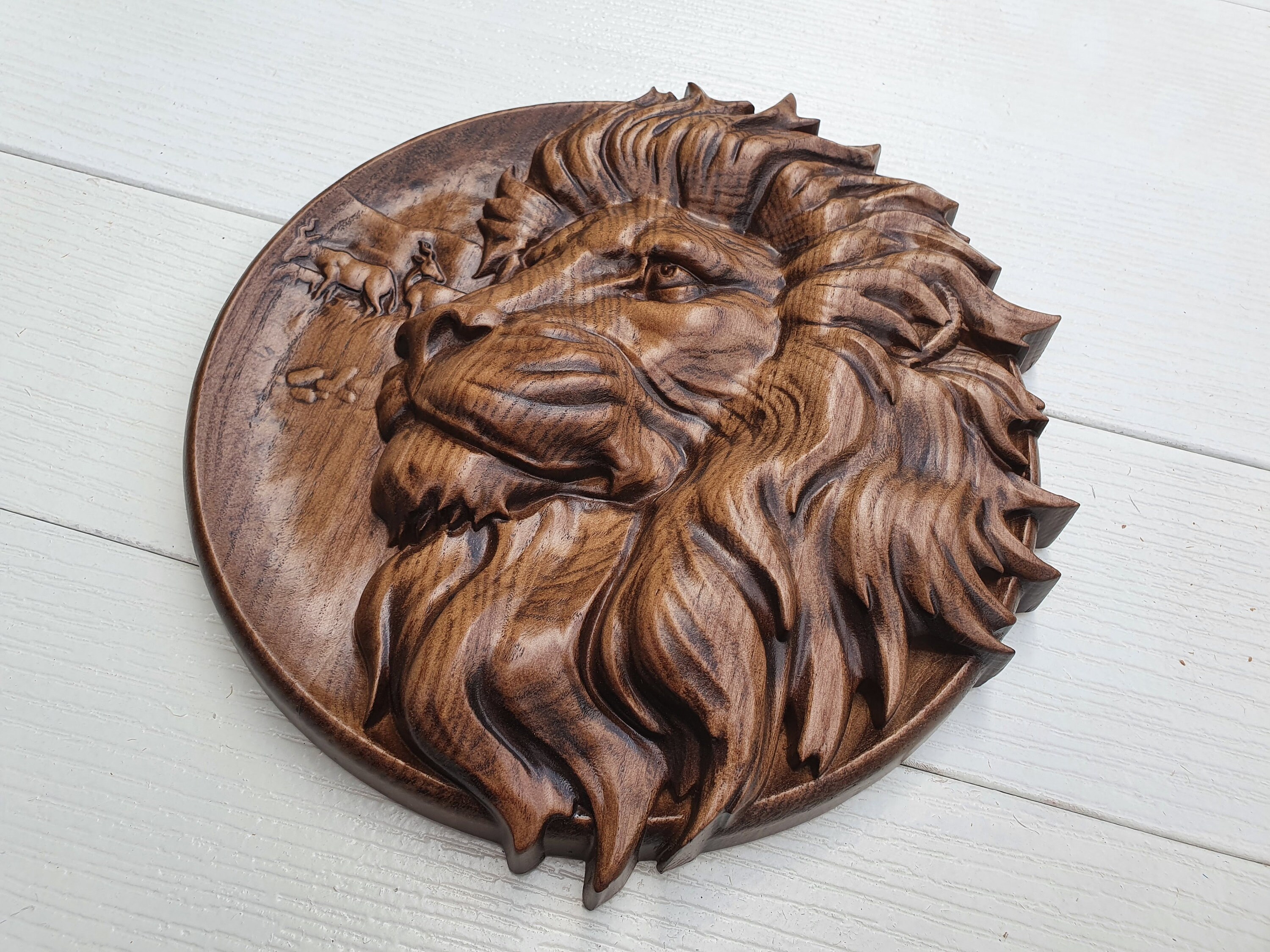 Lion, Carved Panel of Wood, Painted, 1pc, Carved Lion - Etsy