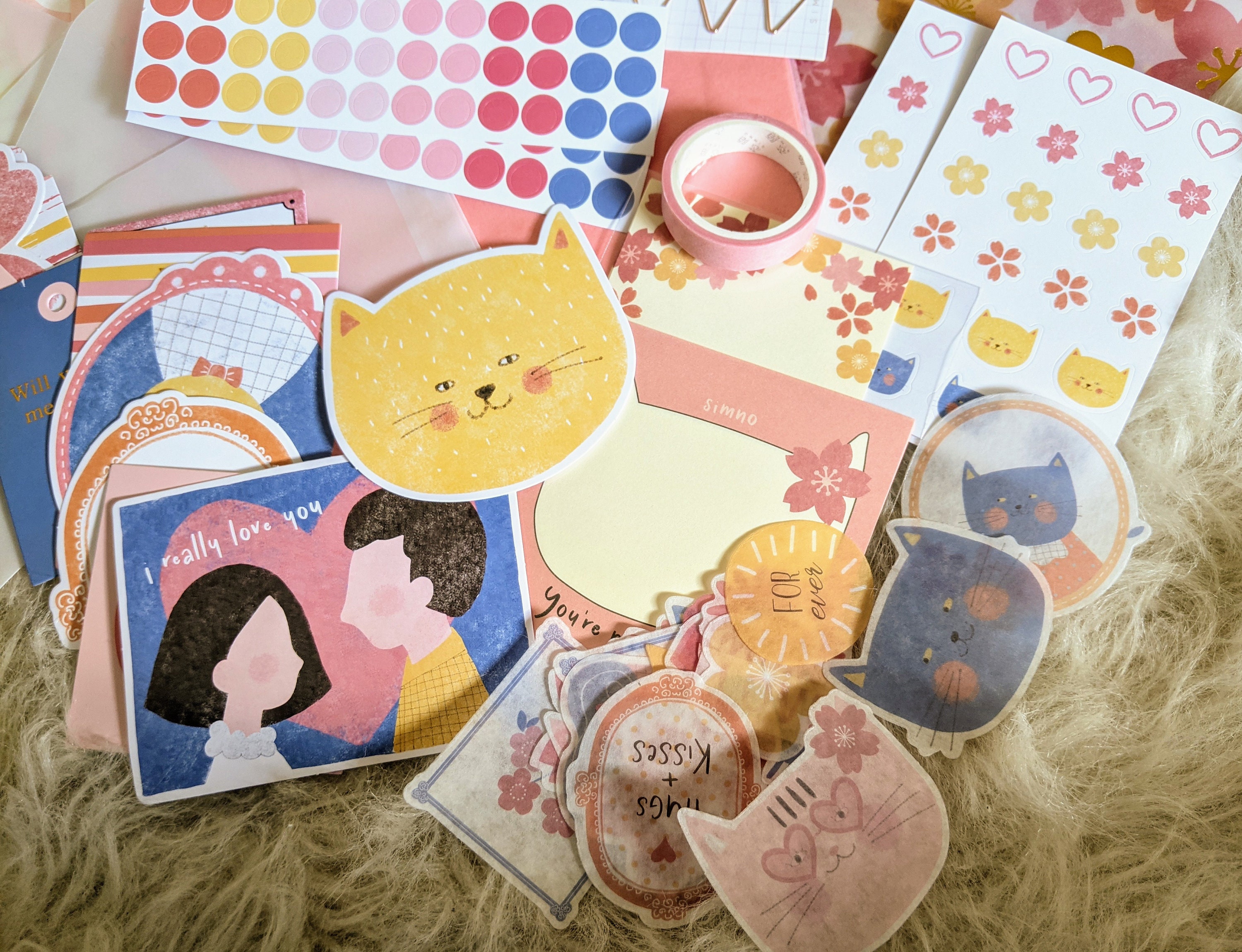 107 Pieces of Kawaii Japanese Stickers and Papers Colorful | Etsy
