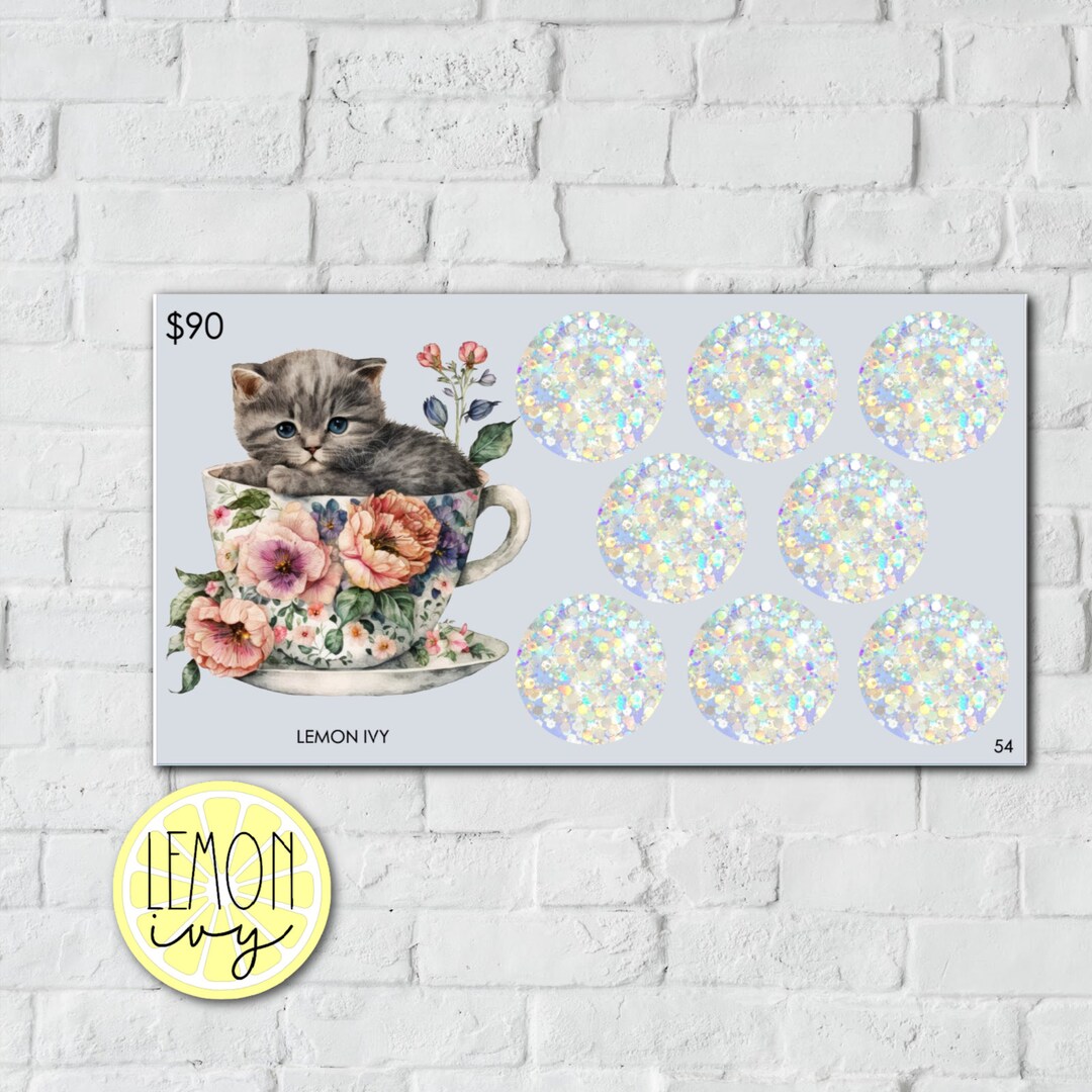 Cat Scratch off Savings Challenge, Kitten Savings Challenge, Teacup ...