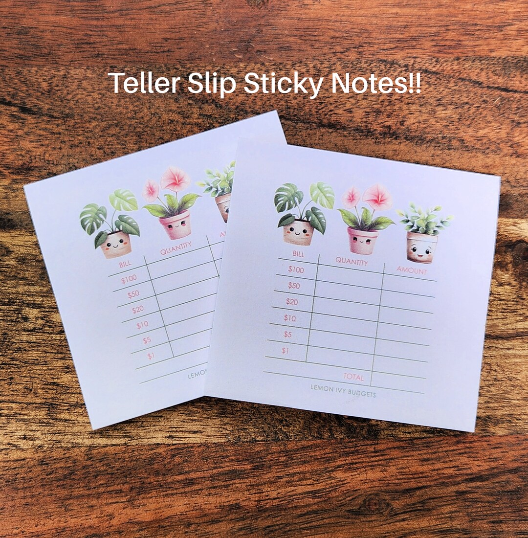 Teller Slip Sticky Notes, Bank Teller Slips, 50 Sheets - Etsy