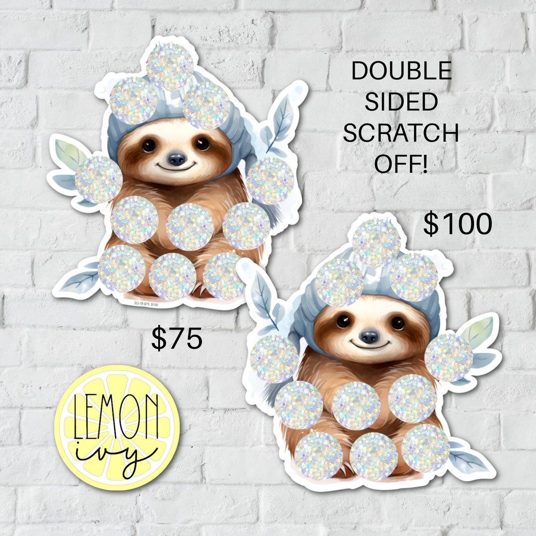 Sloth Scratch off Savings Challenge, Double Sided Scratch Offs, Sloth ...
