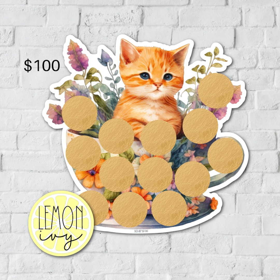 Kitten Scratch off Savings Challenge, Cat Savings Challenge, Savings ...