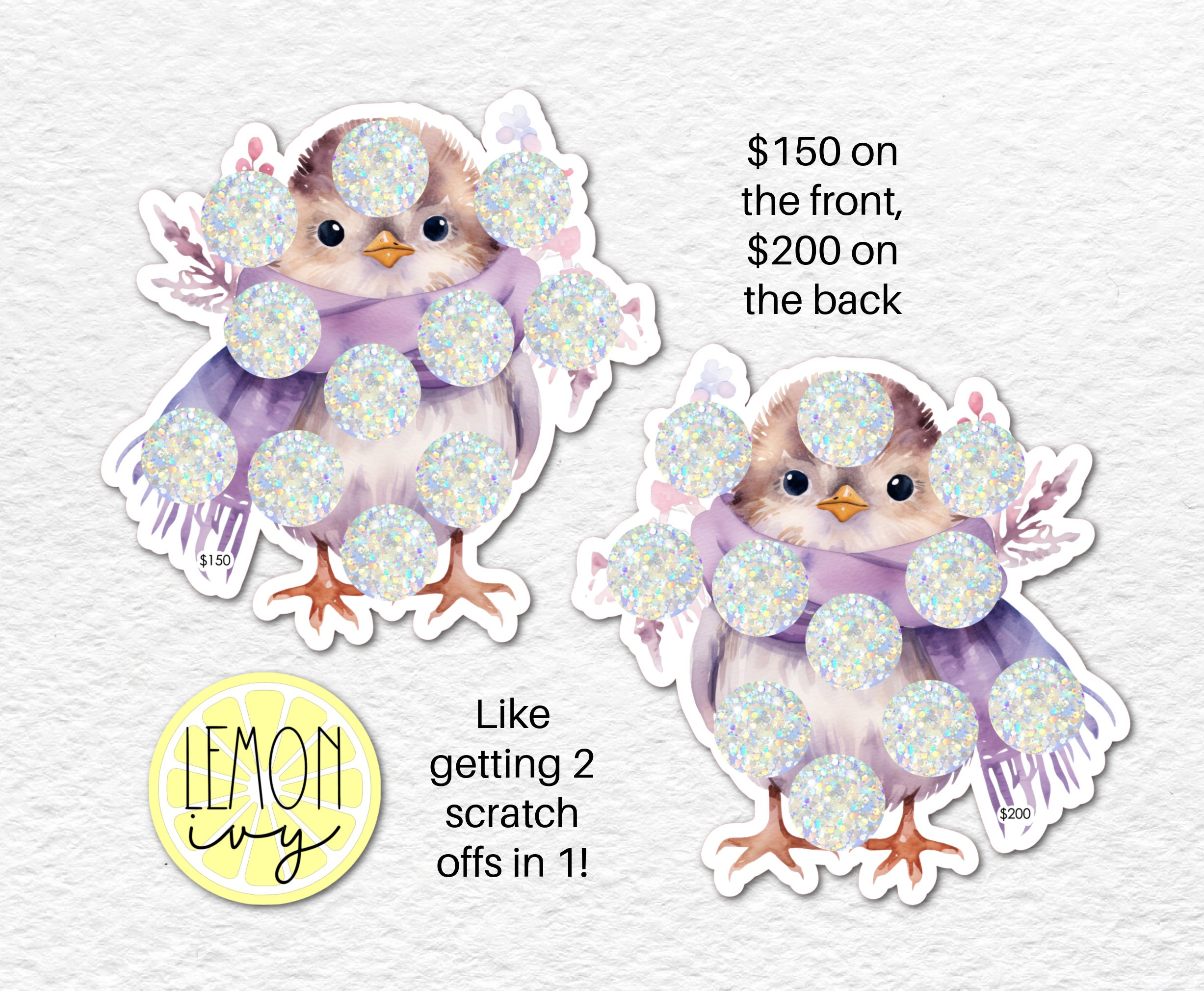 Winter Scratch off Savings Challenge, Double Sided Scratch Offs, Bird ...