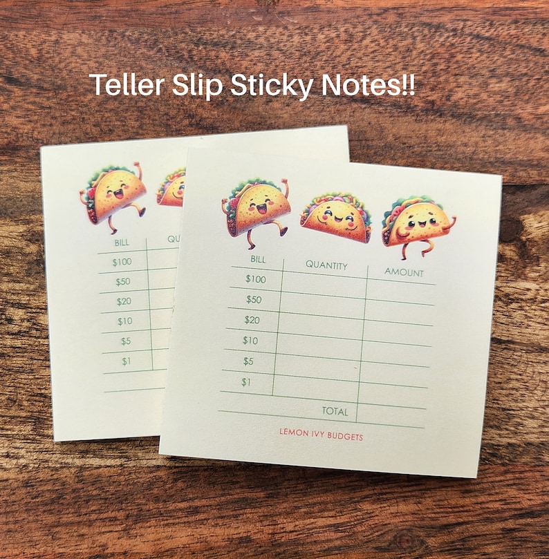 Taco Teller Slip Sticky Notes, Bank Teller Slips, 50 Sheets - Etsy