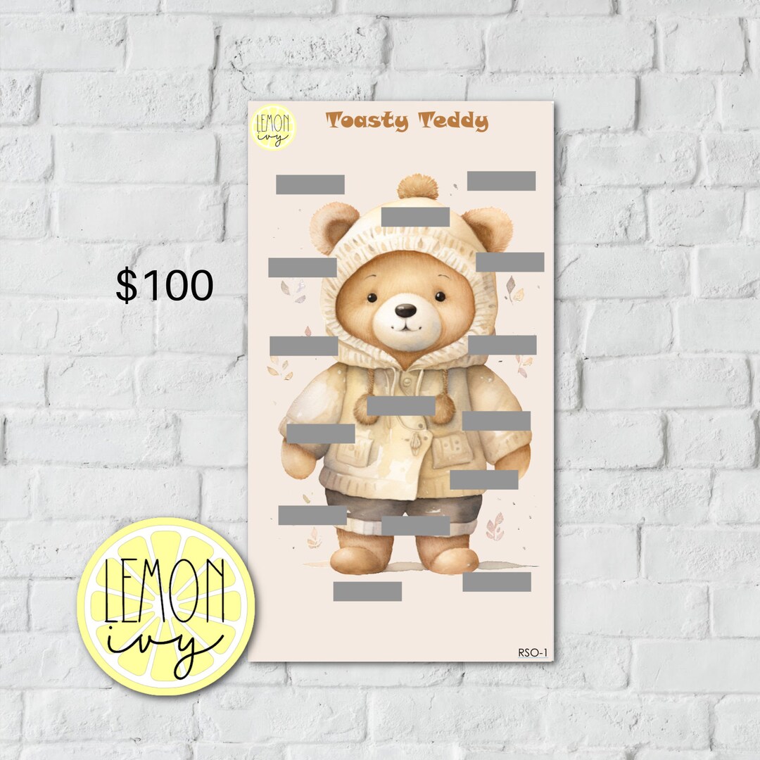 Teddy Bear Scratch off Savings Challenge, Winter Scratch Off, Savings ...