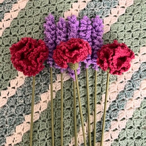 Crochet Mixed Bouquet Lavender and Carnation Bundle - Etsy