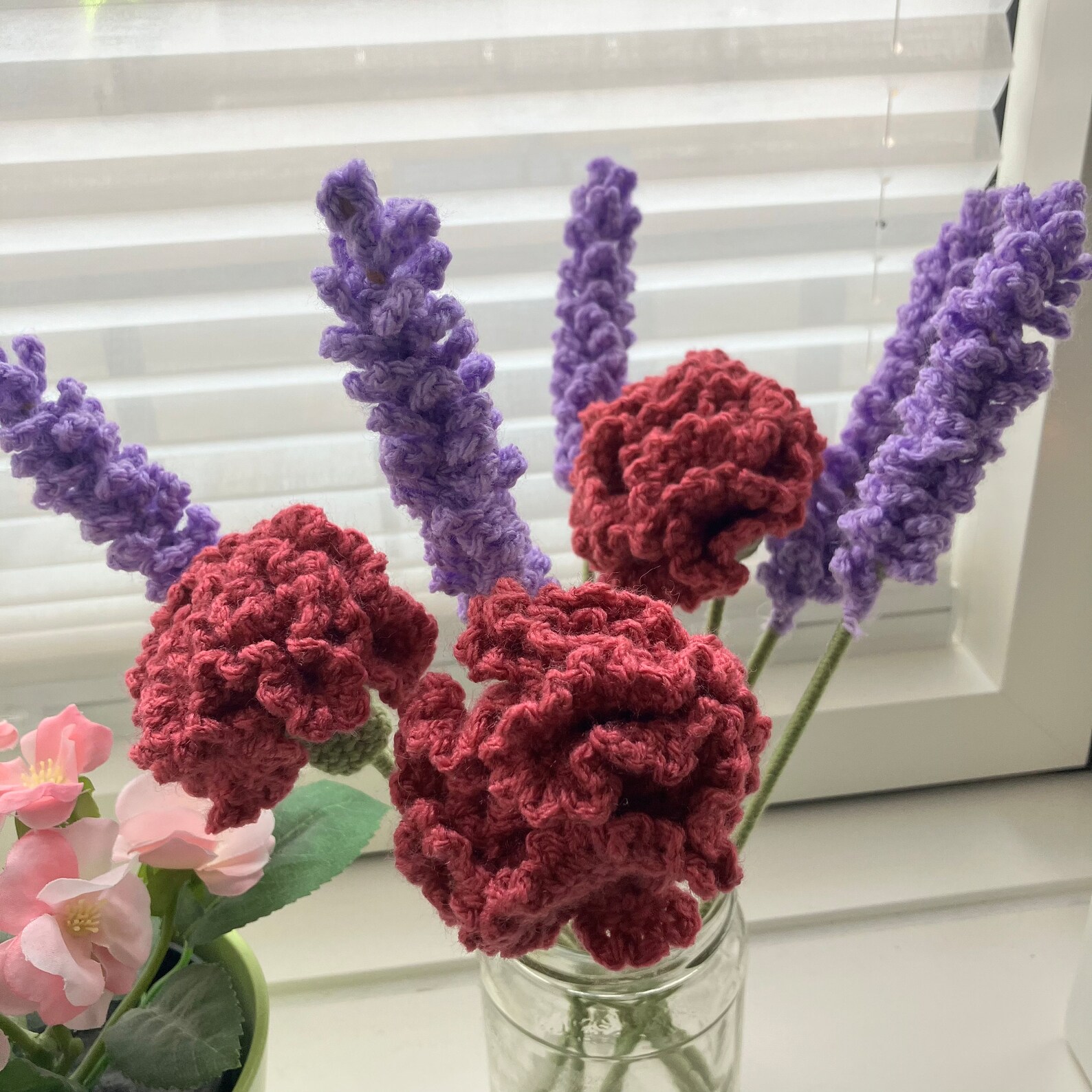 Crochet Mixed Bouquet Lavender and Carnation Bundle - Etsy