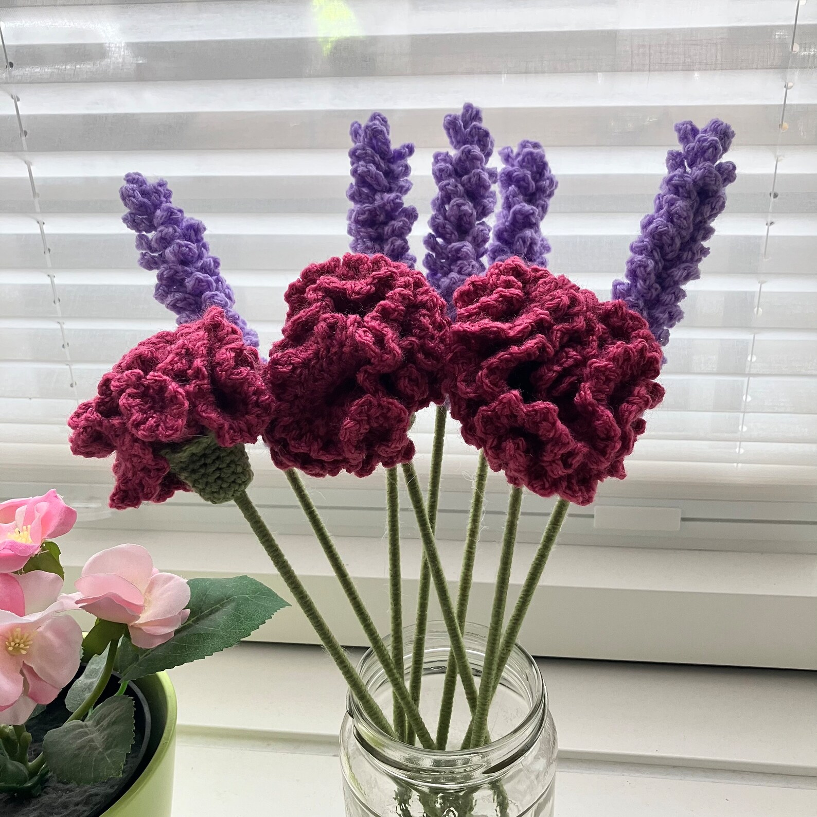 Crochet Mixed Bouquet Lavender and Carnation Bundle - Etsy