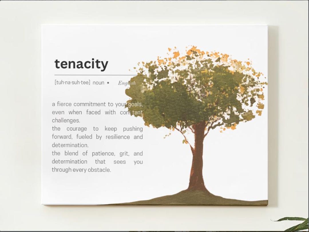 Tenacity Definition Tree Printable Wall Decor Inspirational Quote Art ...