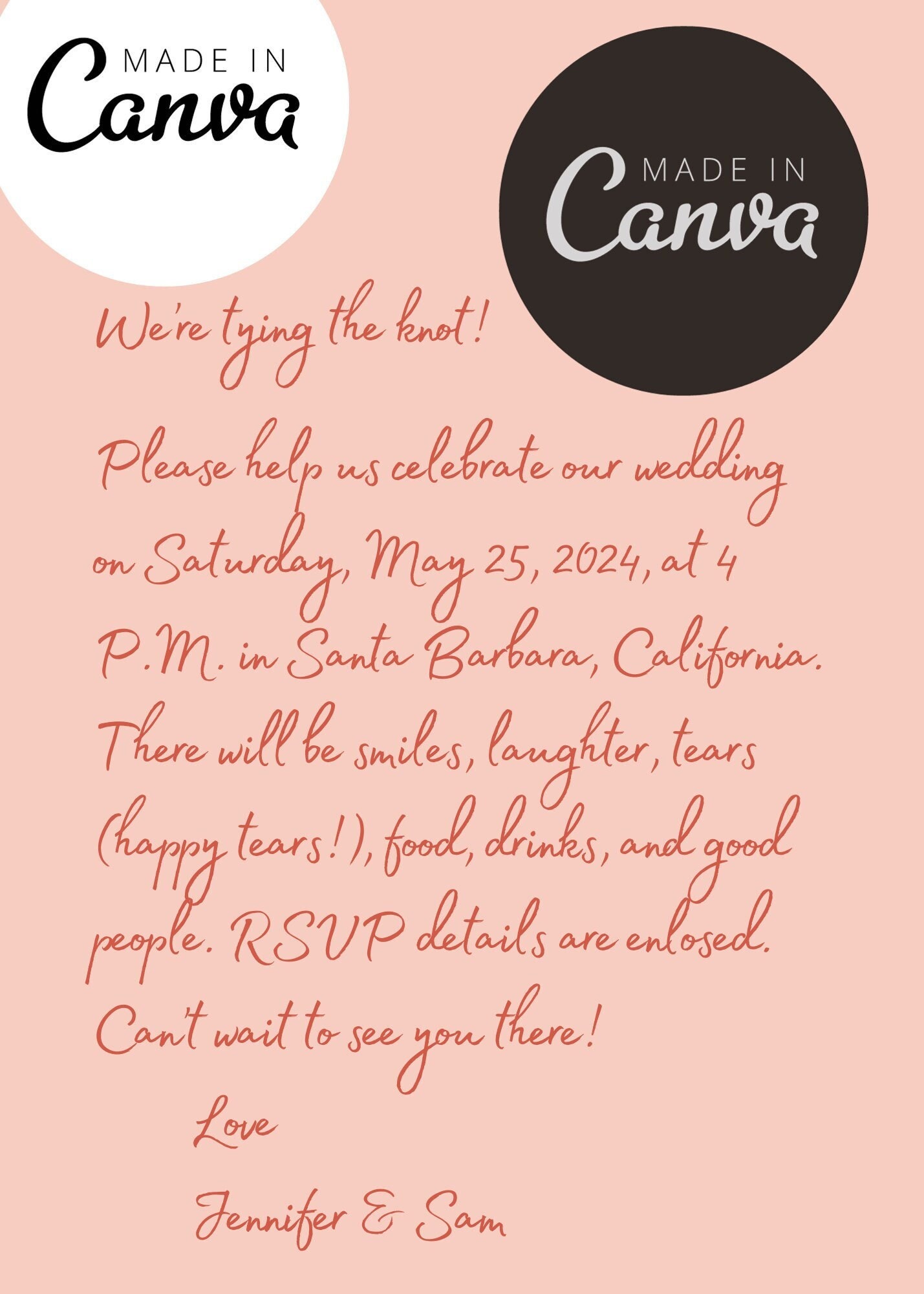 Wedding Invitation Letter Invite Template for Canva, Wedding Signage ...