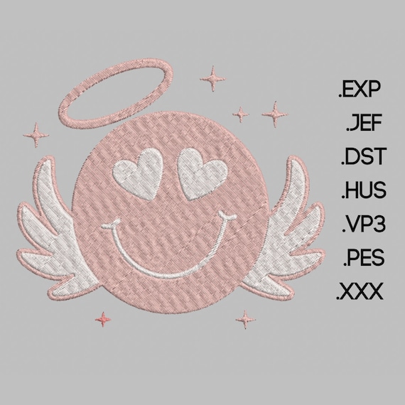 Angel Smiley Face Embroidery Design | Etsy
