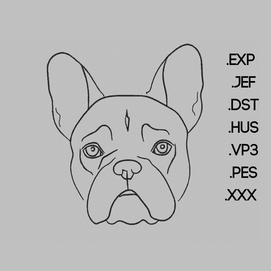 Frenchie Outline Embroidery - Etsy