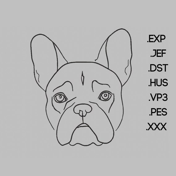 Frenchie Outline Embroidery | Etsy