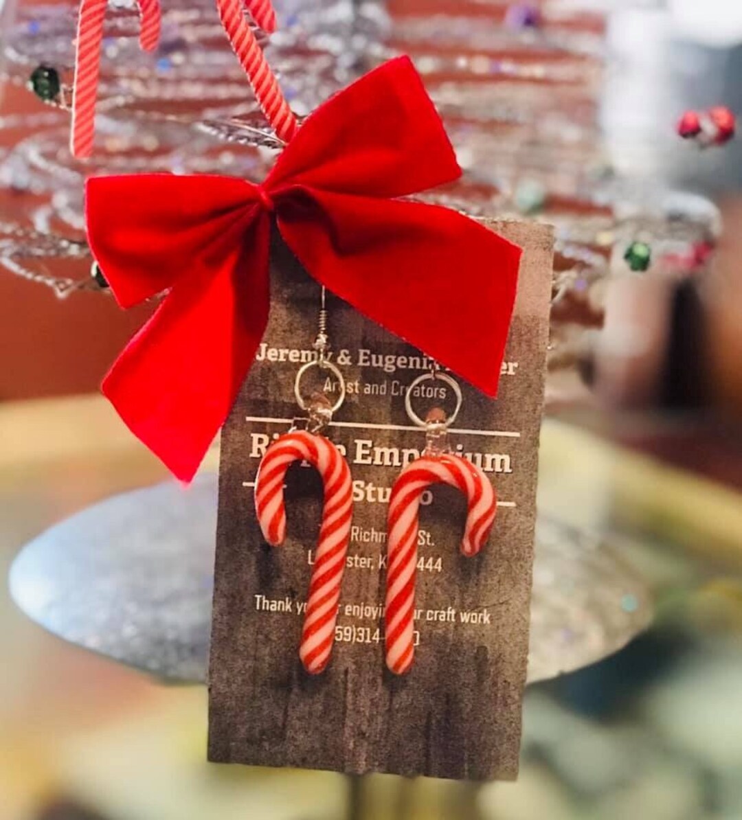 Hand Blown Glass Candy Cane Ornaments & Earrings / Glass Candy Cane ...