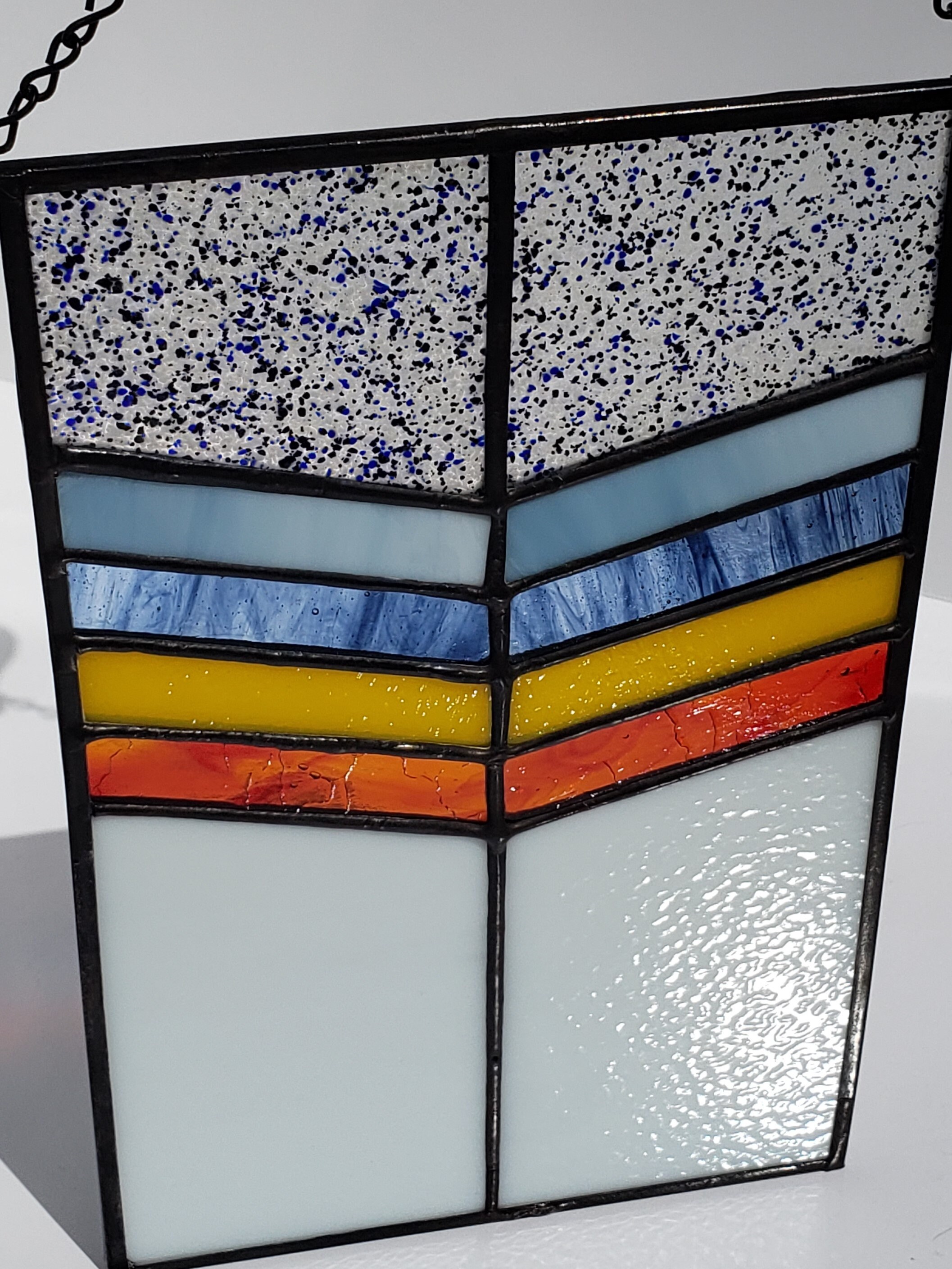 Chevron Stained Glass Window Panel / Graphic Stained Glass Window Panel ...