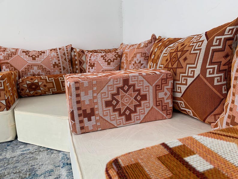 Moroccan Floor Sofa Set | Modular Velvet Corner Seating - Etsy