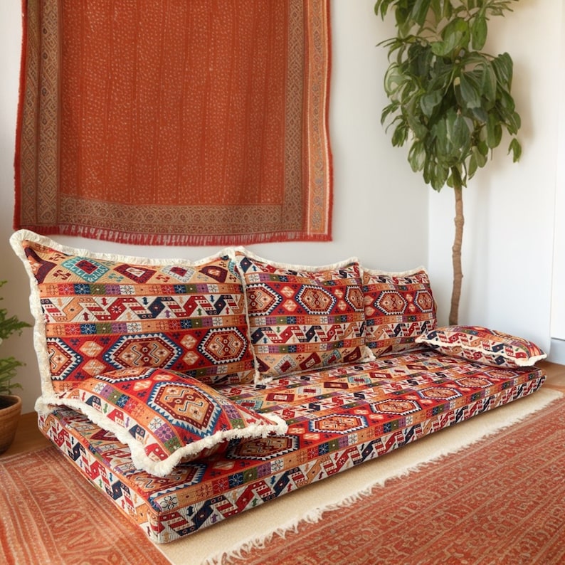 Unstuffed Moroccan Style Floor Cushion Cover Set, Bohemian Floor ...