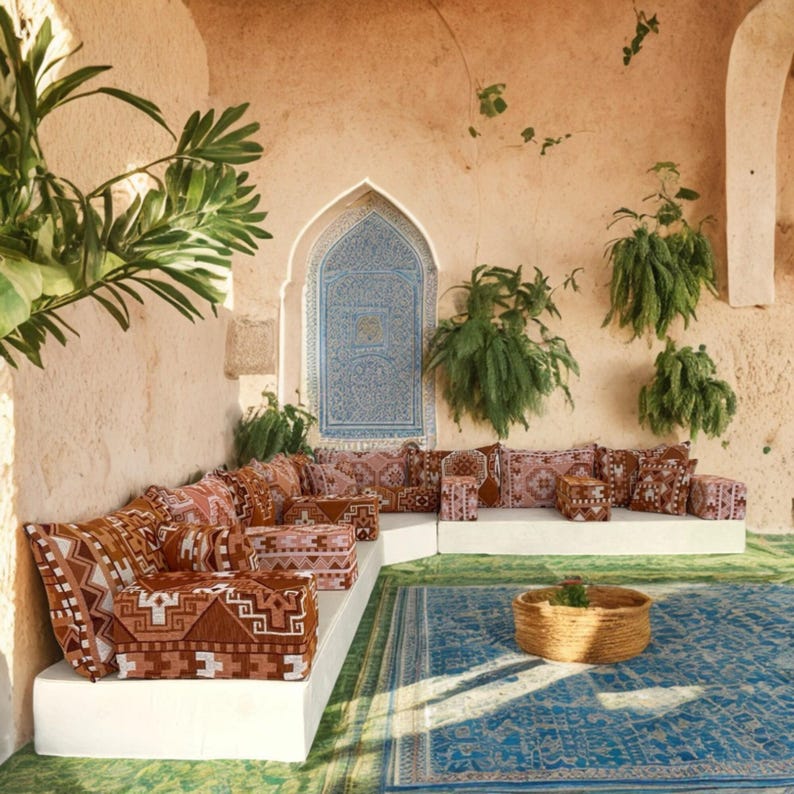 Moroccan Floor Sofa Set | Modular Velvet Corner Seating - Etsy
