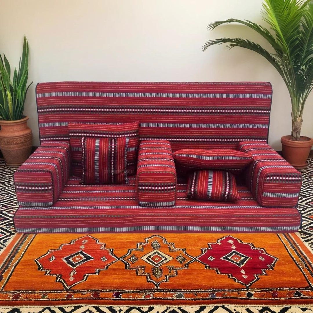 Traditional Arabic Majlis Floor Sofa Set – Handmade Modular Seating | 9 ...