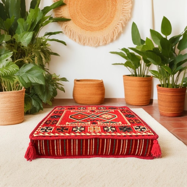 Unstuffed Moroccan Style Floor Cushion Cover Set, Bohemian Floor ...