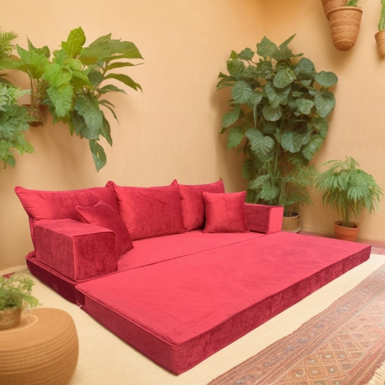 Modular Green Velvet Floor Sofa Set Bohemian Lounge Seating, Arabic ...