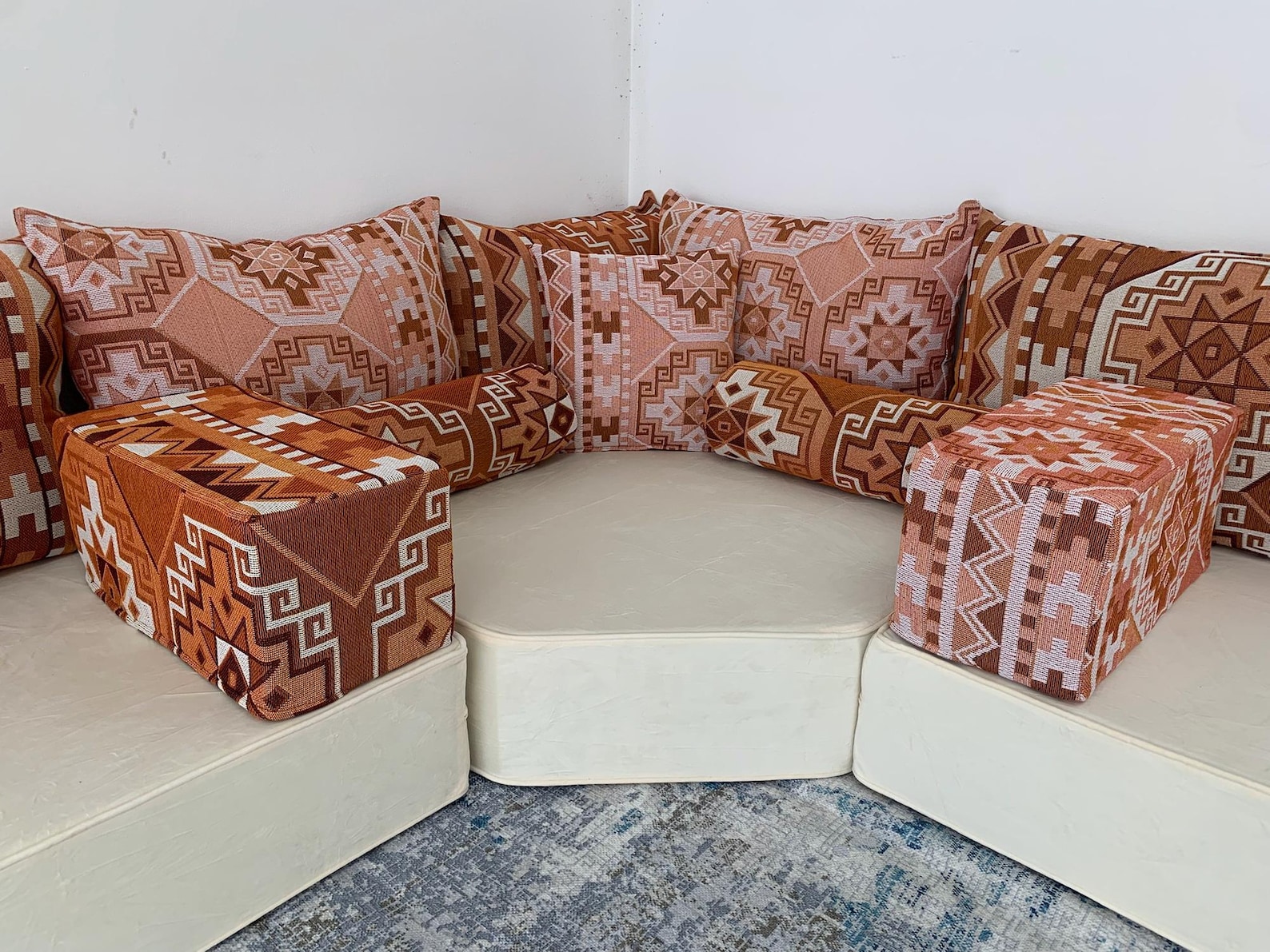 Moroccan Floor Sofa Set | Modular Velvet Corner Seating - Etsy