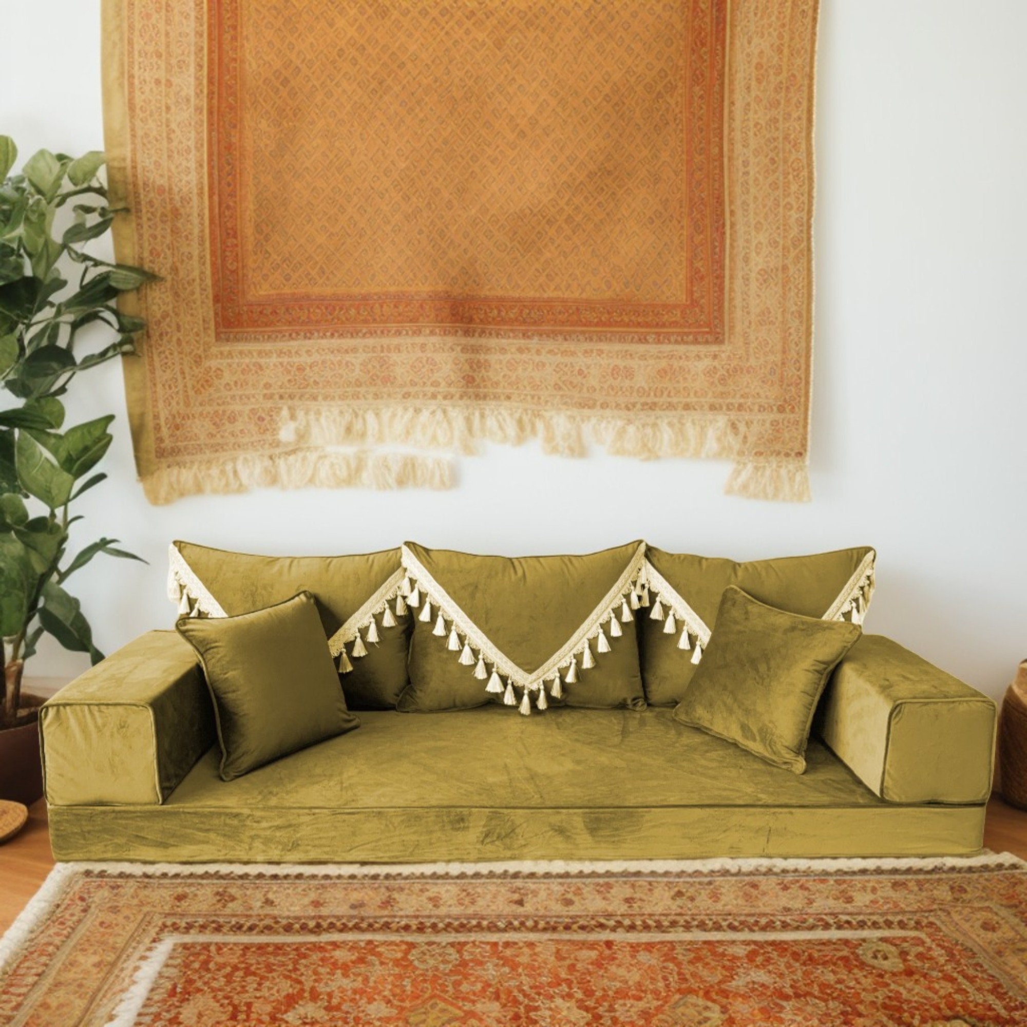 Moroccan Floor Sofa Set - Arabic Majlis Seating, Bohemian Lounge ...