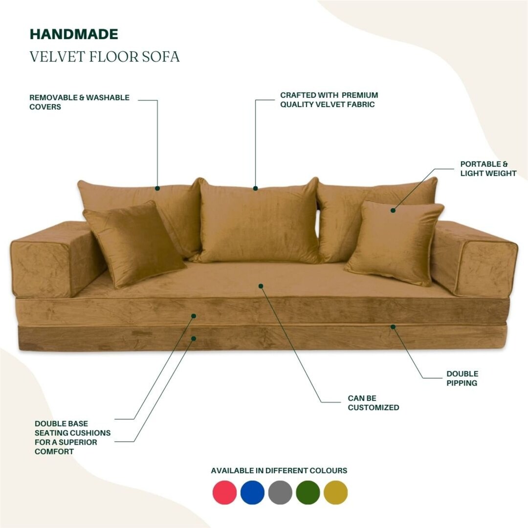 Premium Velvet Modular Floor Sofa Set - Handmade Bohemian Lounge ...