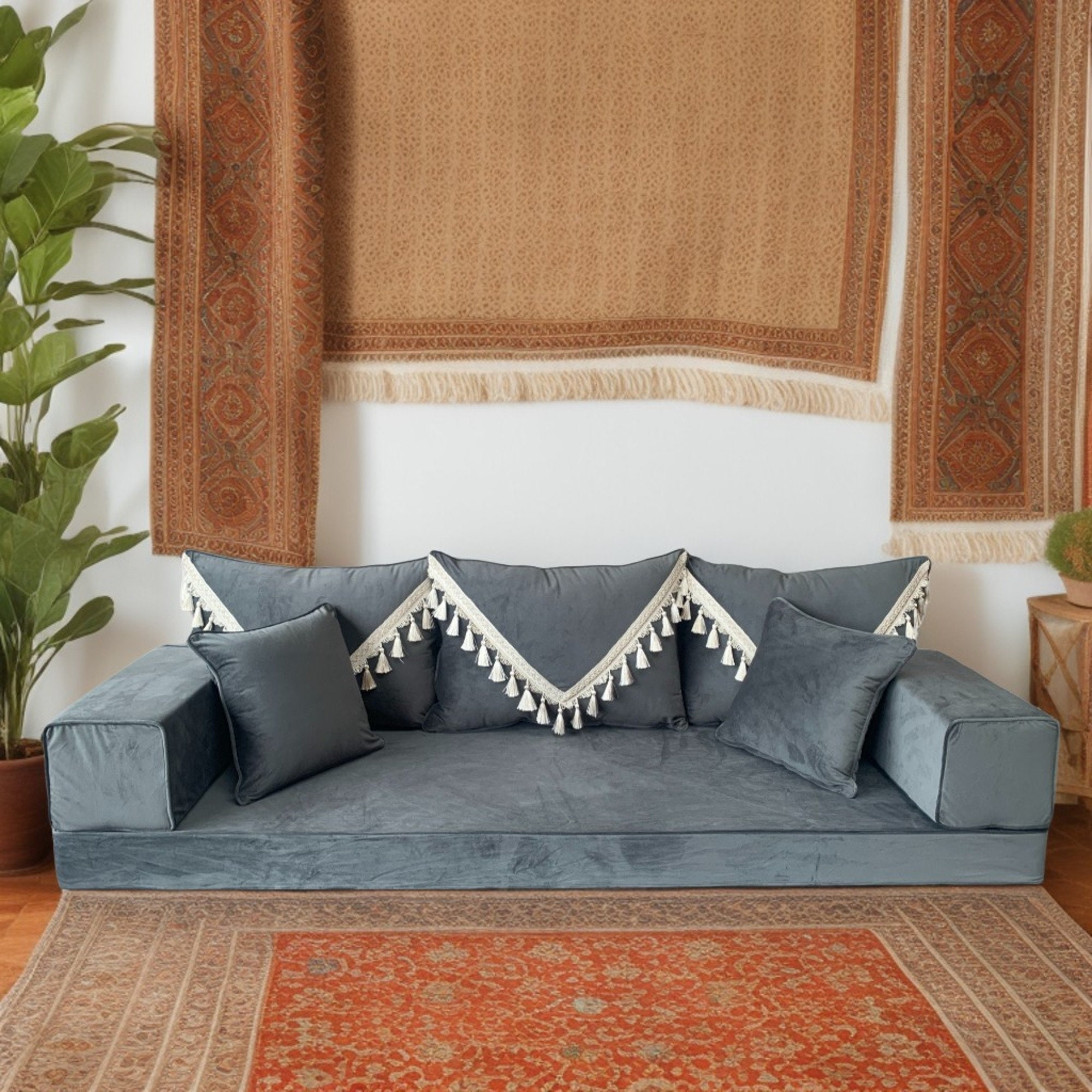 Moroccan Floor Sofa Set - Arabic Majlis Seating, Bohemian Lounge ...