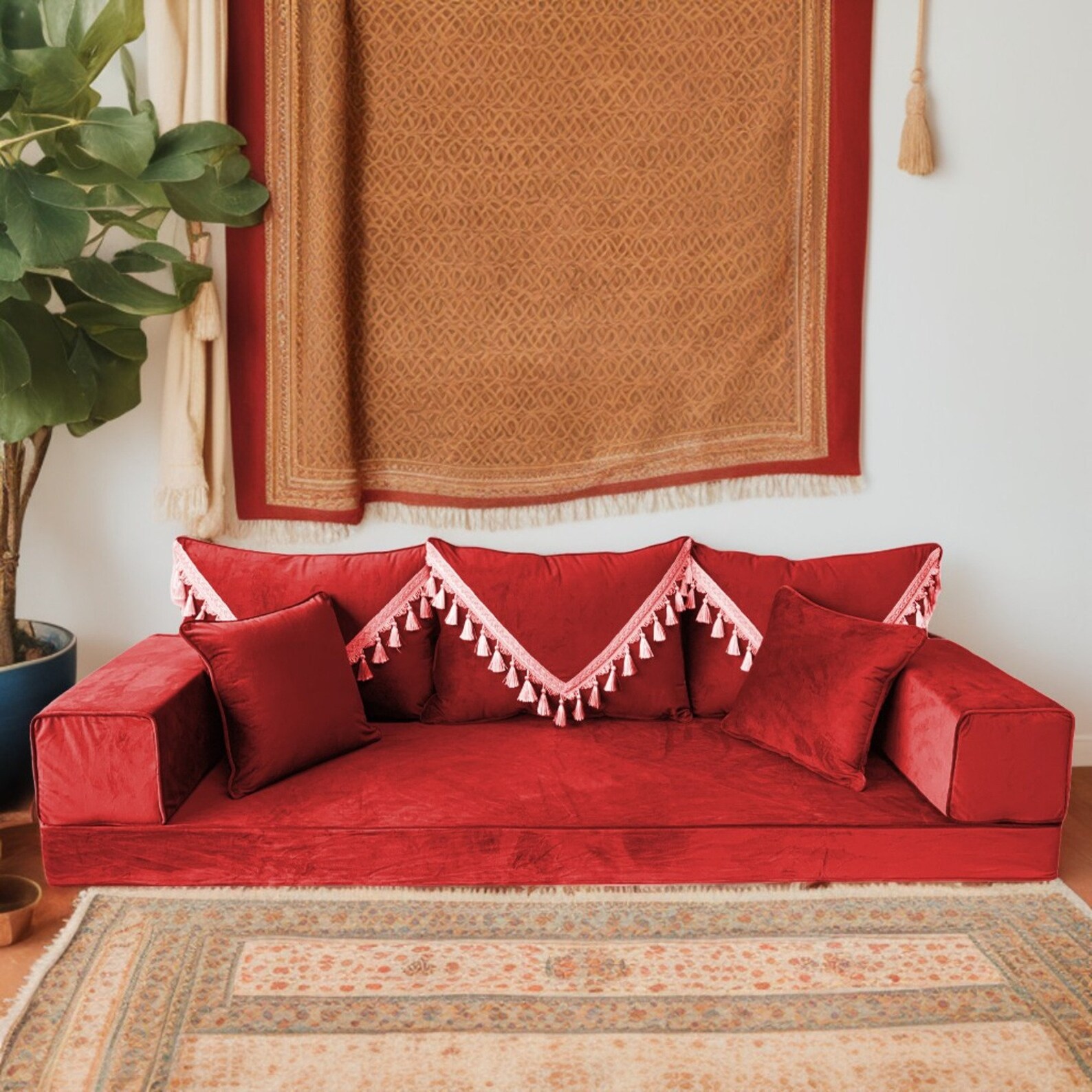 Moroccan Floor Sofa Set - Arabic Majlis Seating, Bohemian Lounge ...