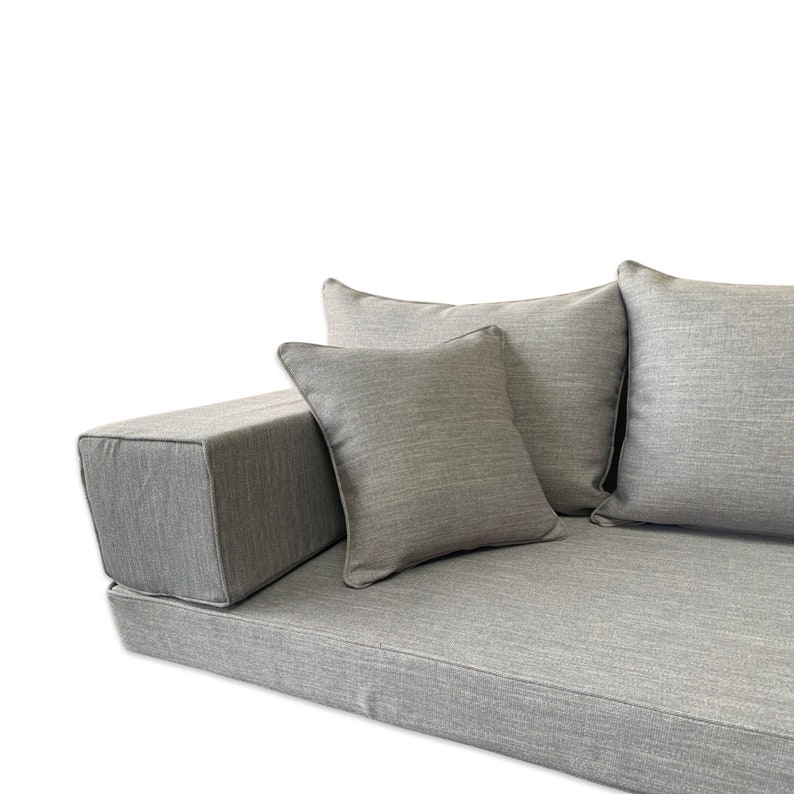 Grey Linen Floor Sofa Set – Arabic Majlis Seating, Bohemian Cushions - Etsy