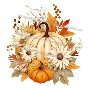 Boho Fall Harvest Floral Pumpkin SVG Clip Art | Instant Download Svg ...
