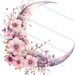 Pink Floral Crescent Moon Clip Art Celestial Lunar Design Instant ...