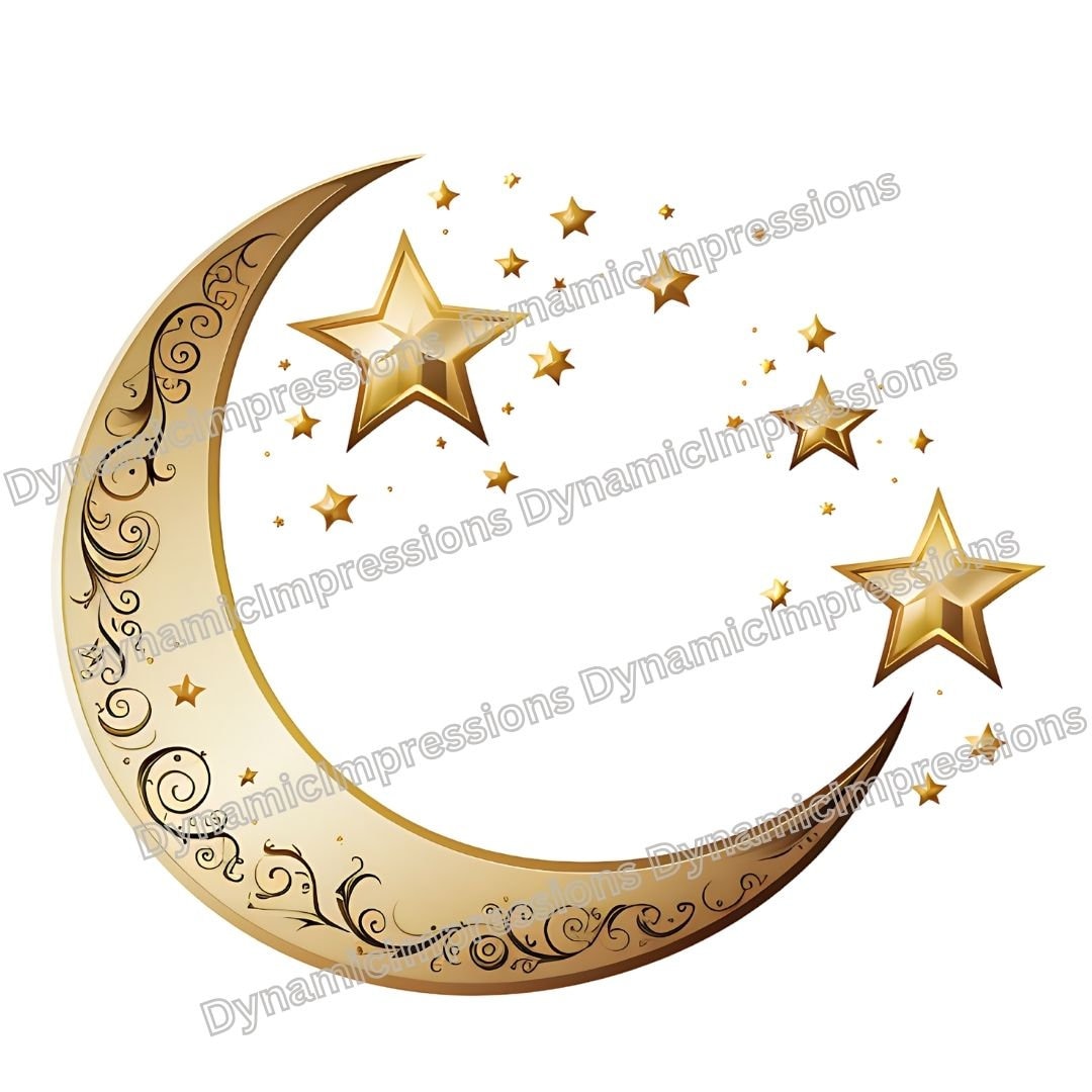 Celestial Clip Art - Cosmic Night Sky Graphics - Golden Crescent Moon ...