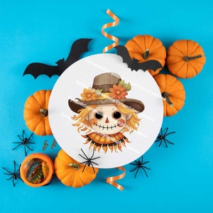 Whimsical Fall Halloween Scarecrow Clip Art - Instant Download ...