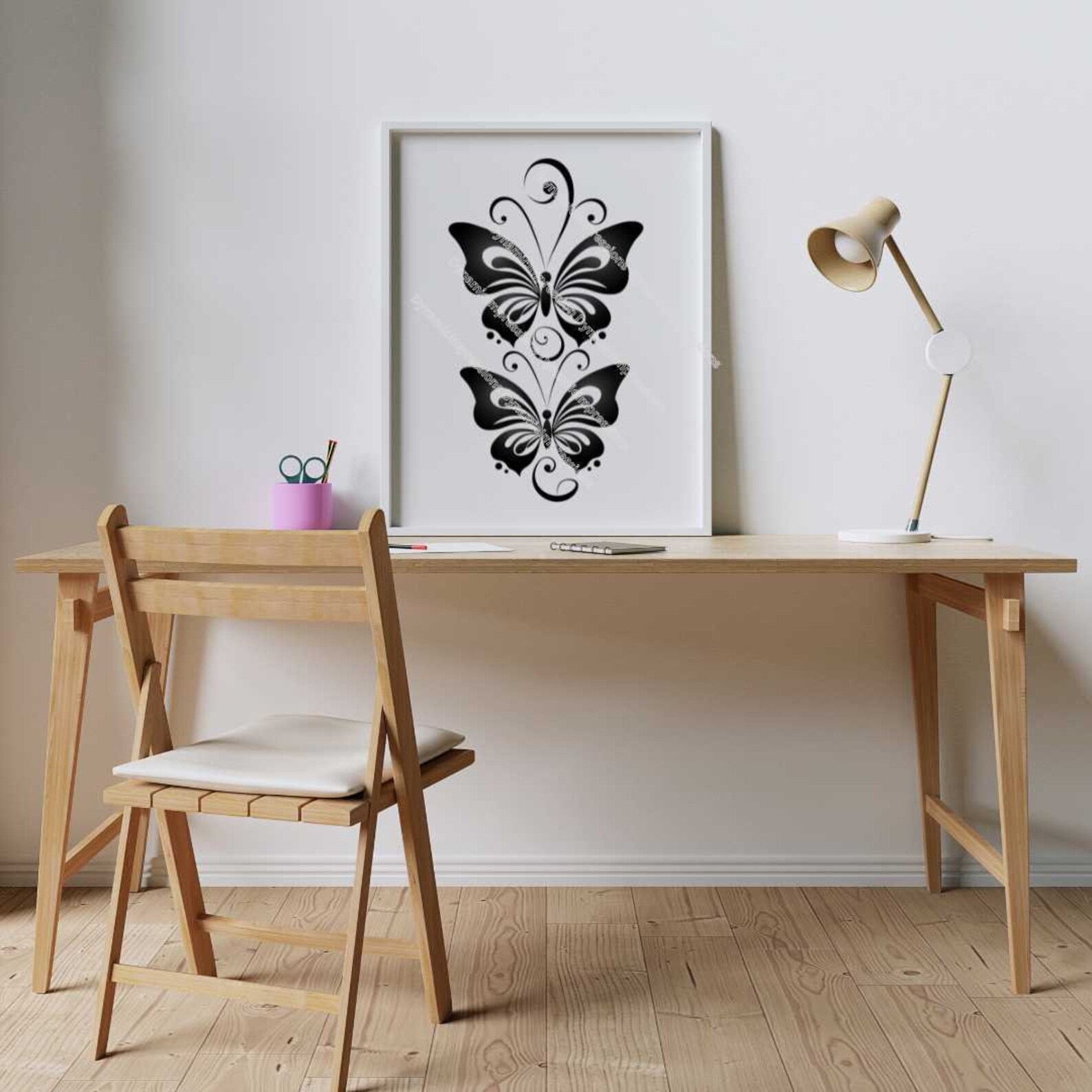 Whimsical Butterflies Clip Art Black Outline Silhouette Instant ...