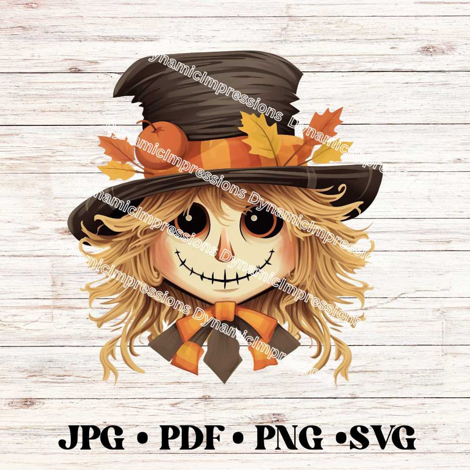 Whimsical Fall Scarecrow Face SVG Clipart | Autumn Harvest Graphics ...