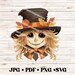 Whimsical Fall Scarecrow Face SVG Clipart | Autumn Harvest Graphics ...