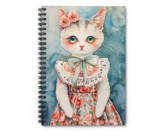 Black Cat Spiral Notebook. Cute Spiral Journal. Animal Lover Notebook ...