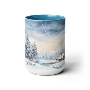 Enchanting Snowy Winter Cabin Magic Mug - Festive Forest Holiday Cup ...