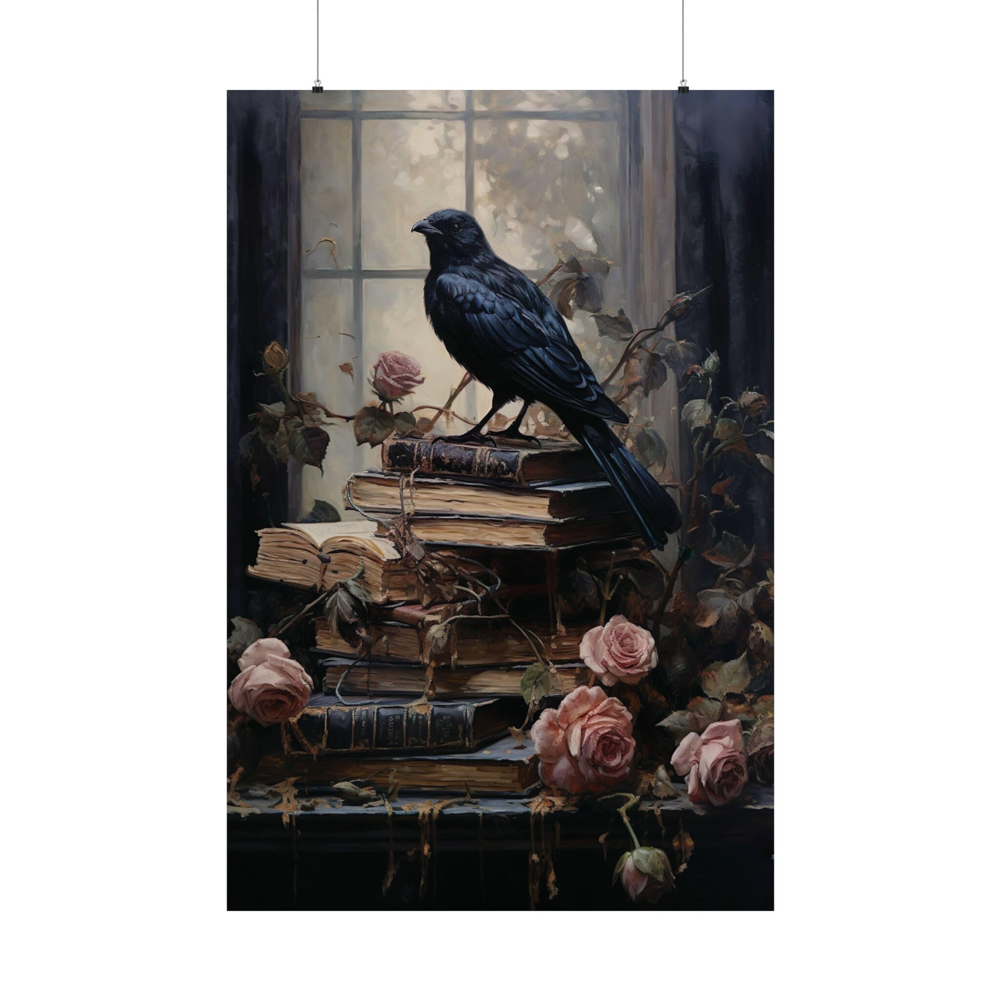 Enchanted Raven and Roses Artwork - Vintage Victorian Style Decor ...
