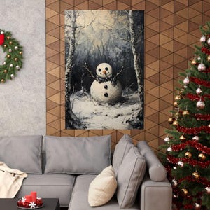 Spooky Snowman - Spooky Christmas Poster - Unique Halloween Art Print ...
