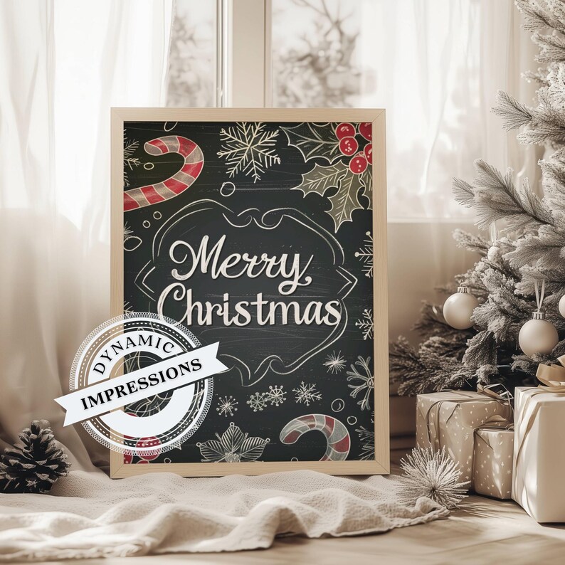 Merry Christmas Chalkboard Print – Teacher Classroom Holiday Wall Art ...