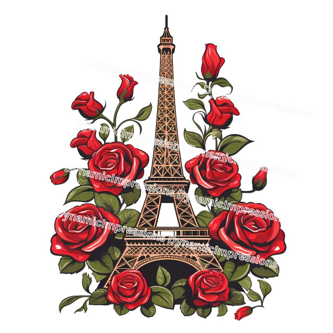 Floral Roses Eiffel Tower SVG | Floral Paris Clip Art | Instant ...